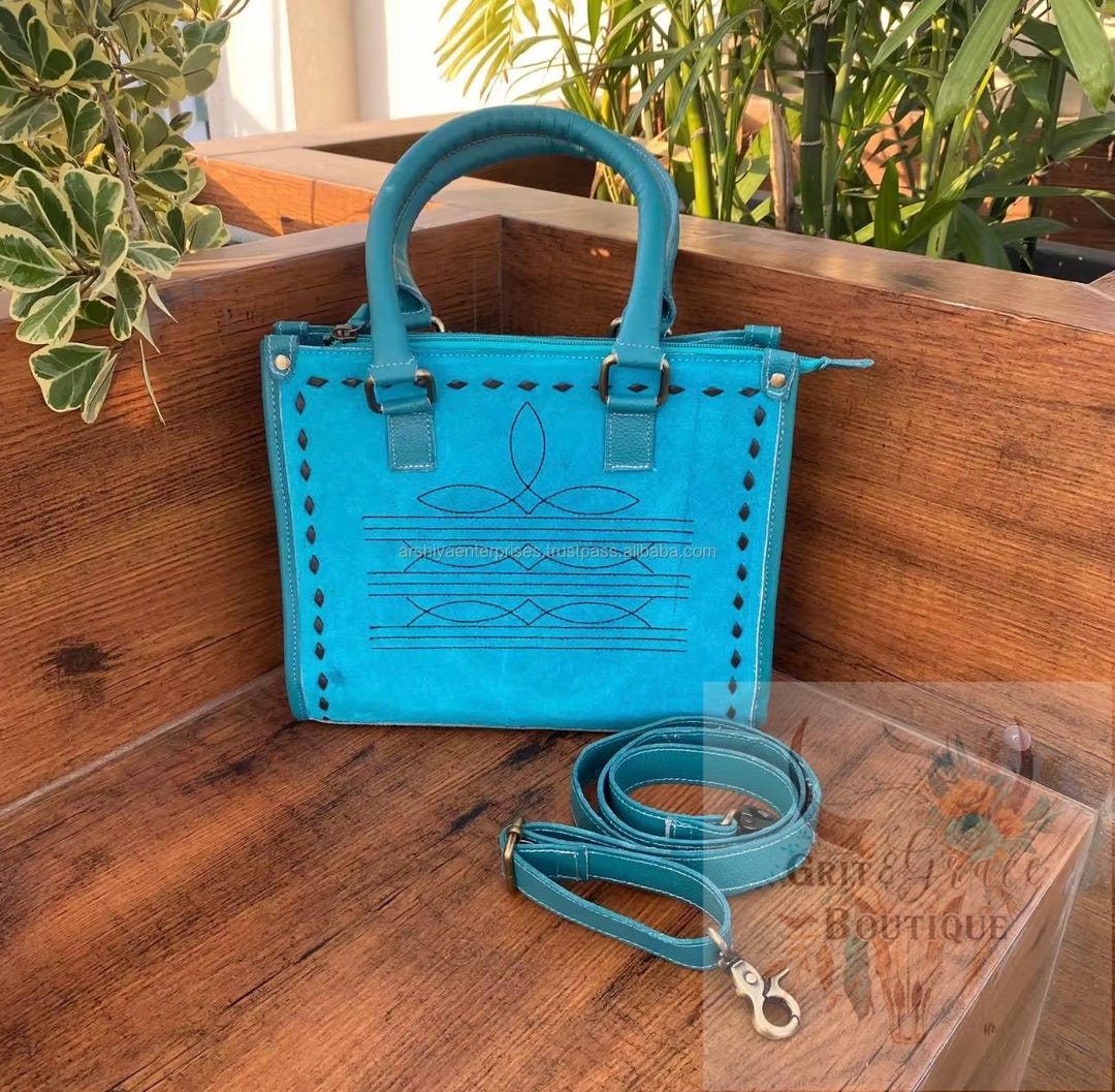 Concealed Carry Turquoise Boot Stitch Tote - Etsy
