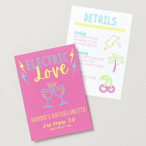 Electric Love Bachelorette Invite – Neon Canva Template Editable ...