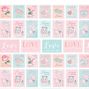 Printable LOVE Postage Stamp Style Stickers!-digital File Instant ...