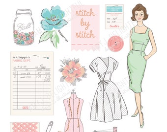 Printable SEW FASHIONABLE Die Cuts 1 Instant Download | Etsy