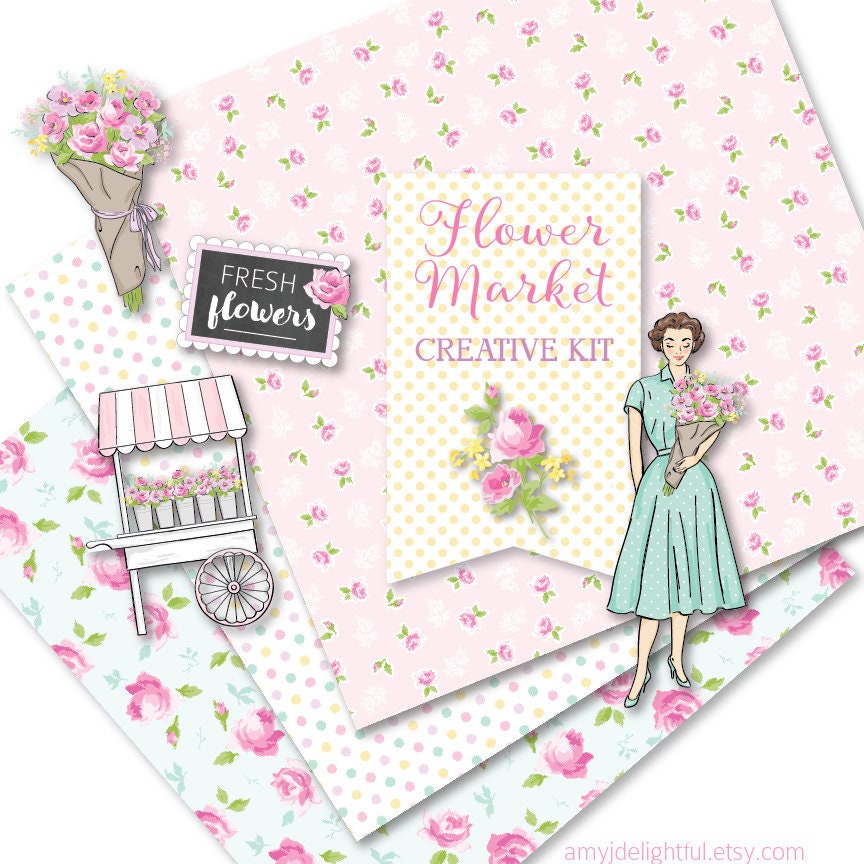 Printable Flower Market Creative Kit!-digital File Instant Download ...