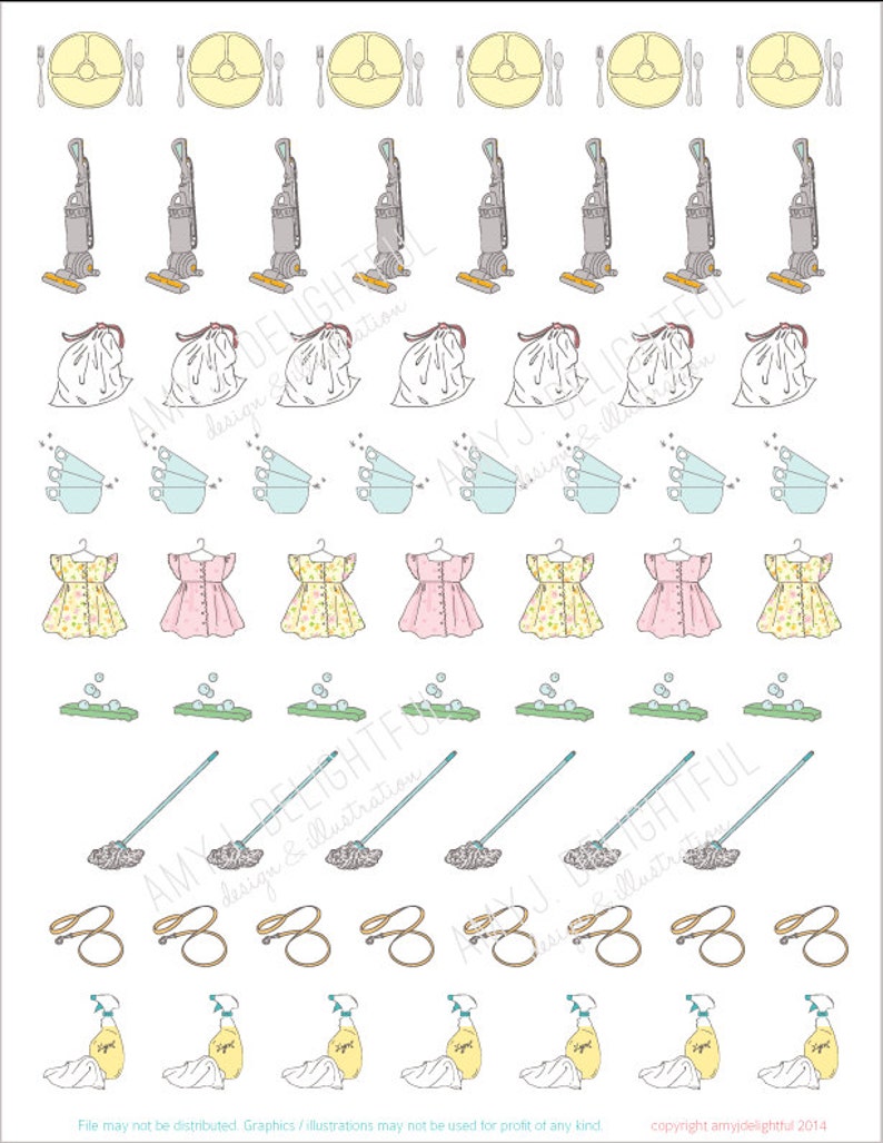 PRINTABLE House Keeping STICKERS Digital File Instant - Etsy