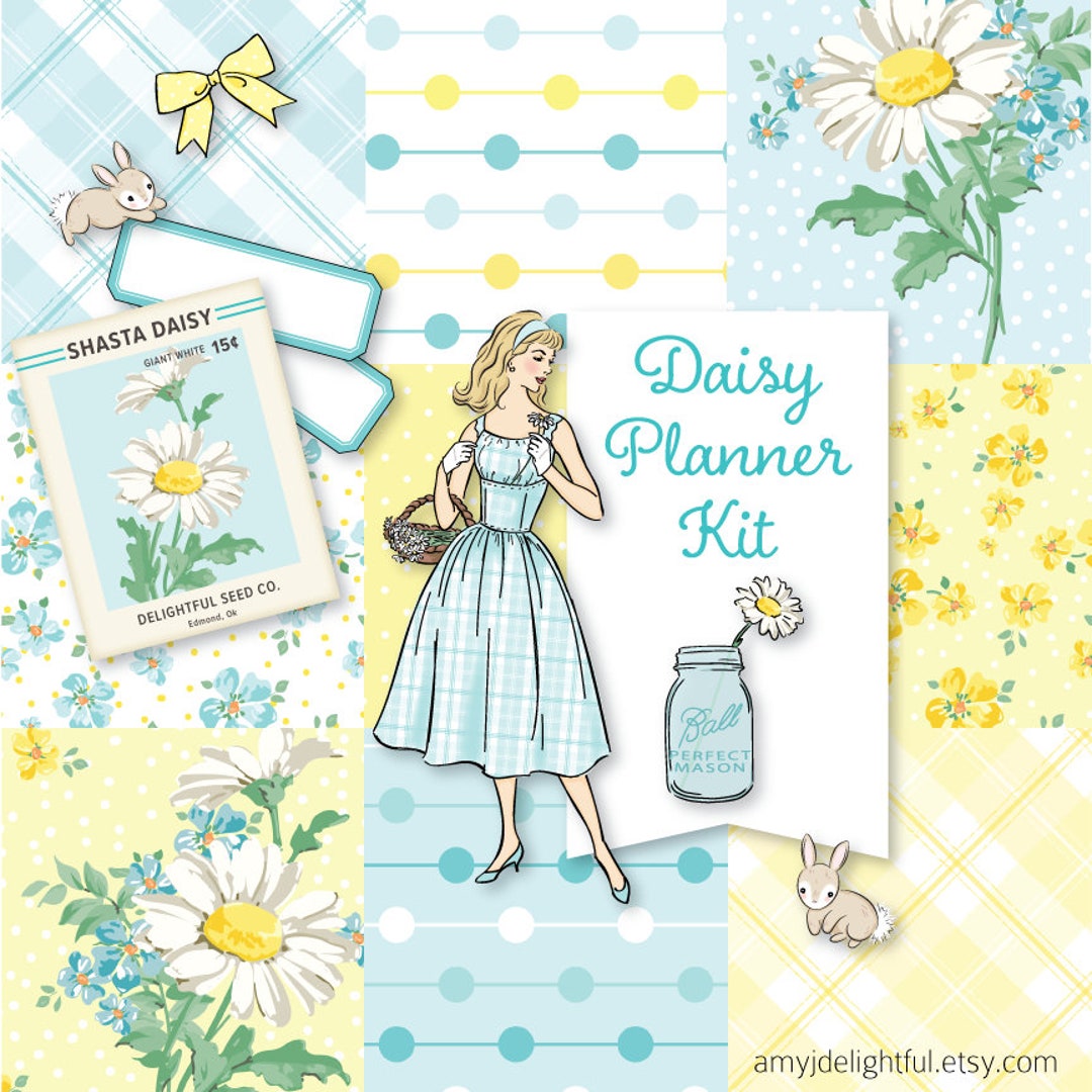 Printable DAISY Planner Kit!-digital Instant Download-yellow, Die Cuts ...