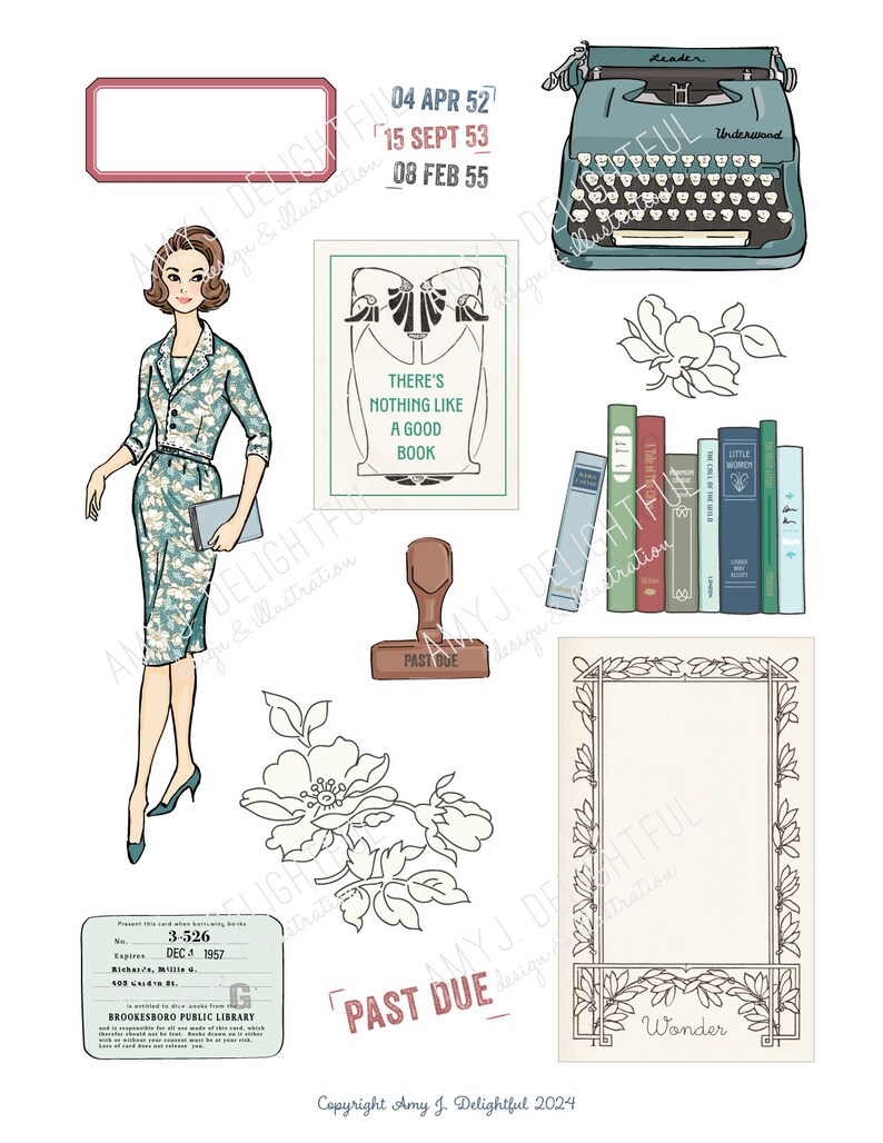 Printable VINTAGE LIBRARY Ephemera!-digital File Instant Download ...