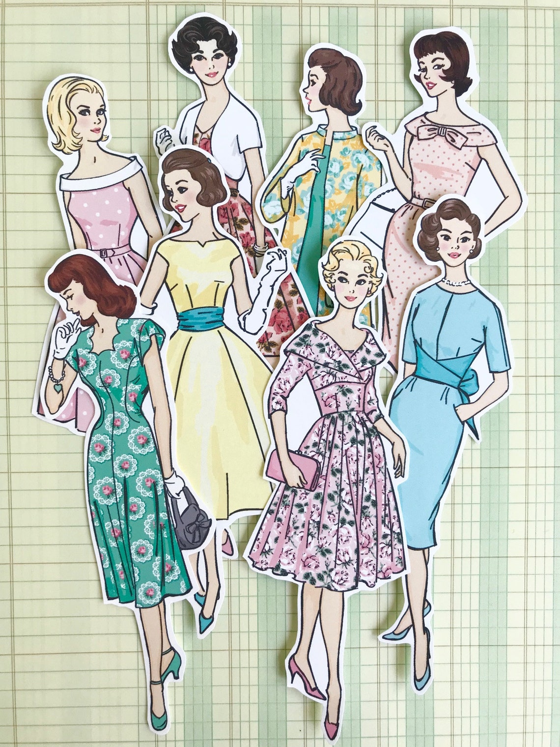 Printable RETRO GIRLS Remix Set of Die Cuts Digital File | Etsy