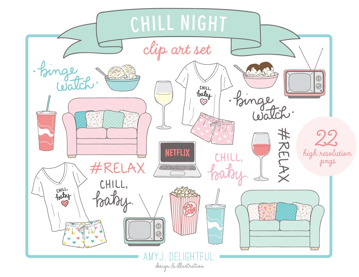 CHILL TIME Clip Art Set for Personal and Commercial - Etsy