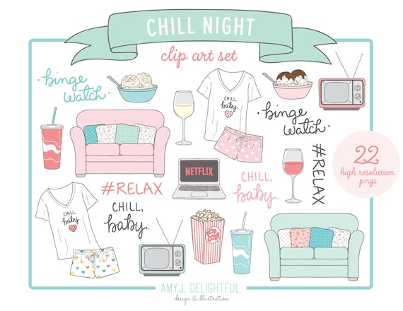 CHILL TIME Clip Art Set for personal and commercial | Etsy