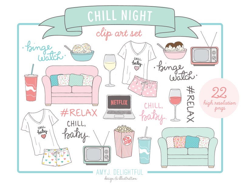 CHILL TIME! Clip Art Set for Personal and Commercial Use-planners ...