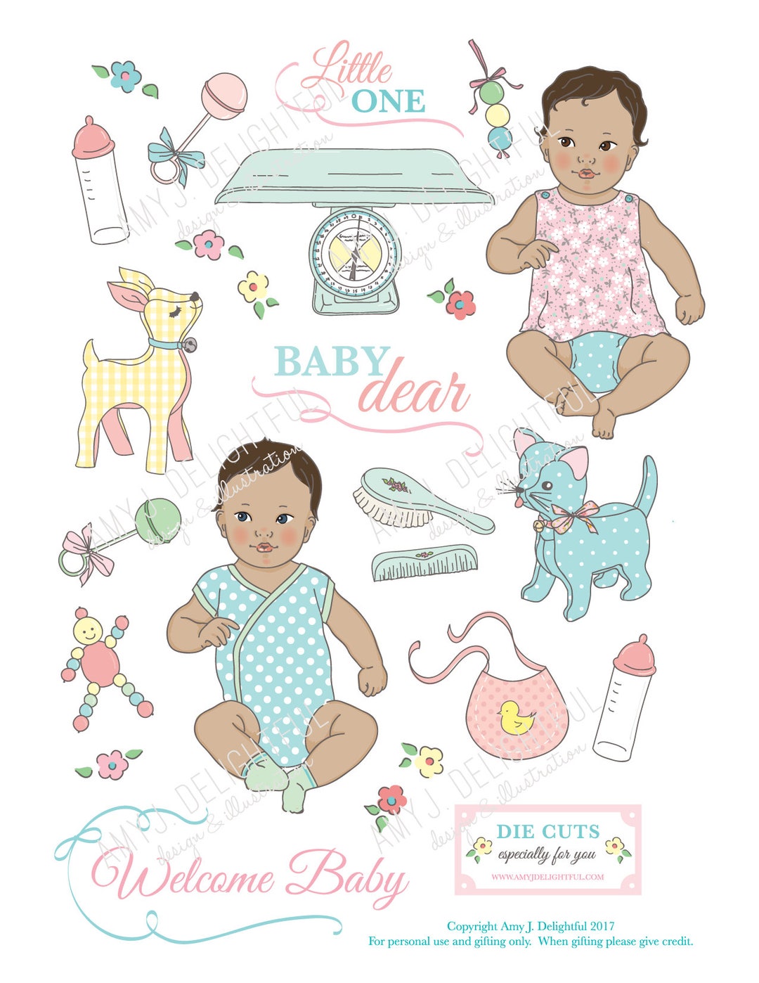 Printable BABY Die Cuts! Brown Skin-digital File Instant Download ...