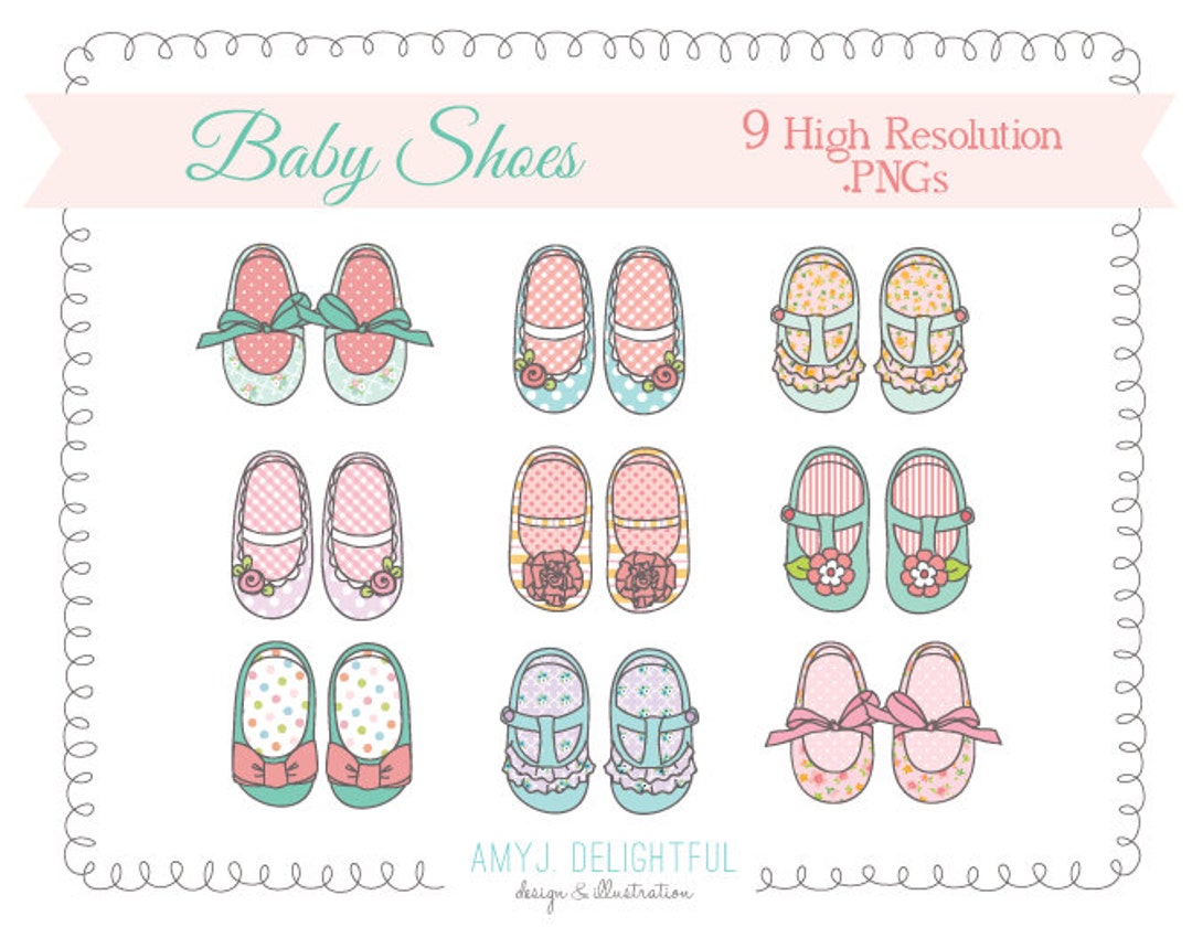 Baby Girl Shoes CLIP ART SET for Personal and Commercial Use -pinks ...