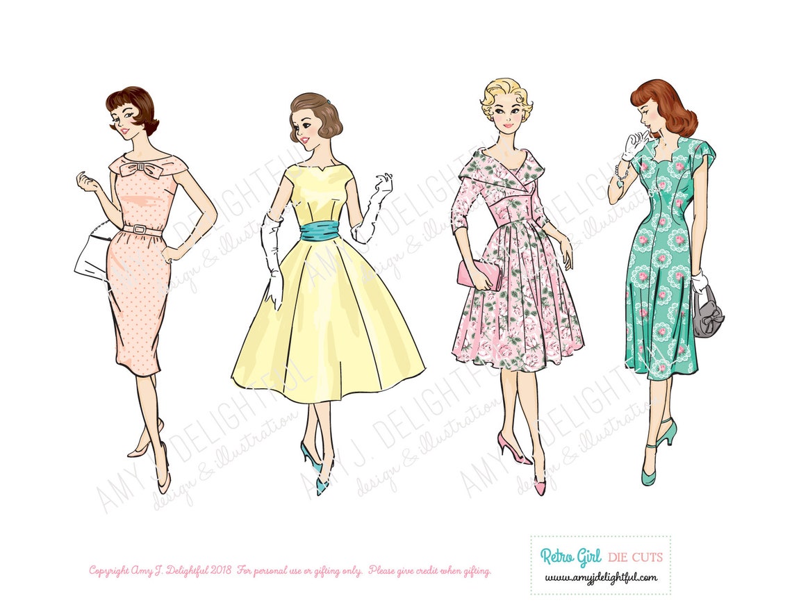 Printable RETRO GIRLS Remix Set of Die Cuts Digital File | Etsy