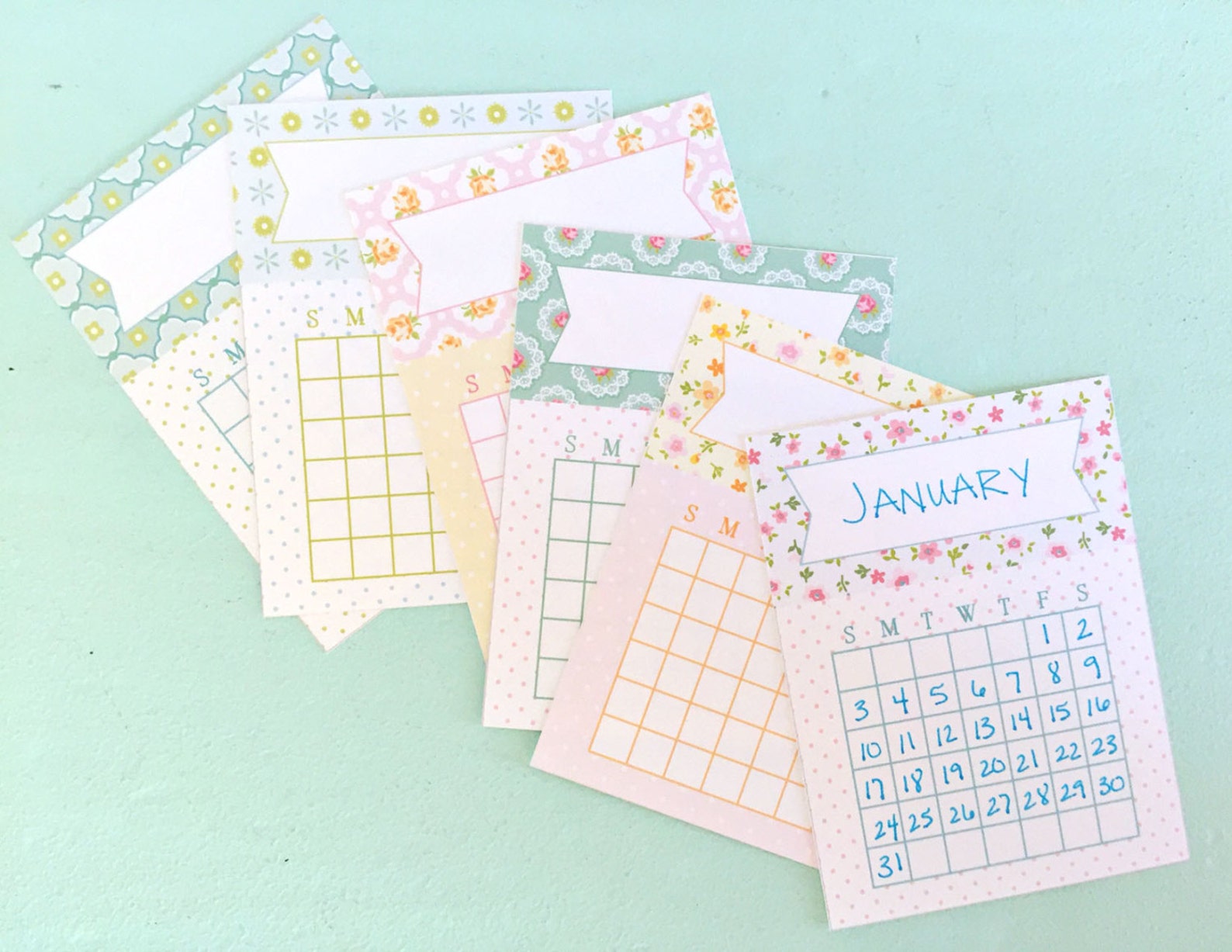 Printable MINI CALENDAR Journal Cards/inserts Digital File | Etsy