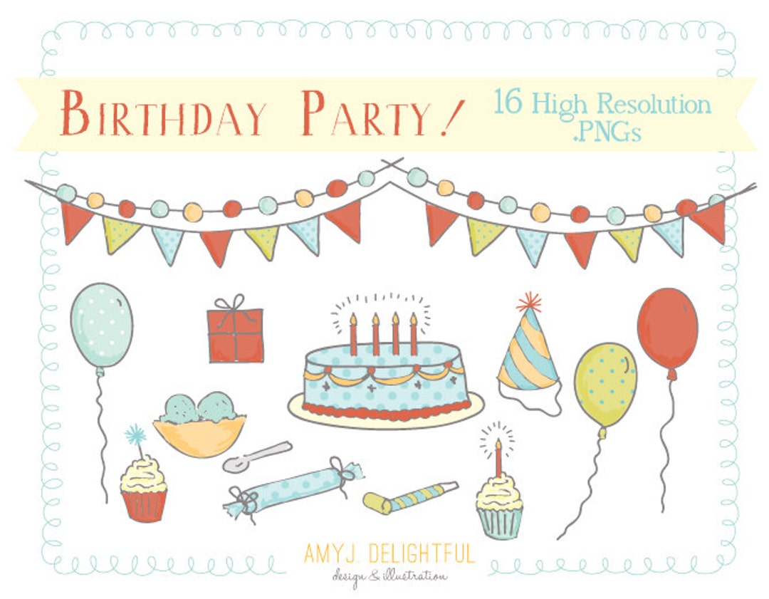 Birthday Party CLIP ART SET for Personal and Commercial Use -cake ...