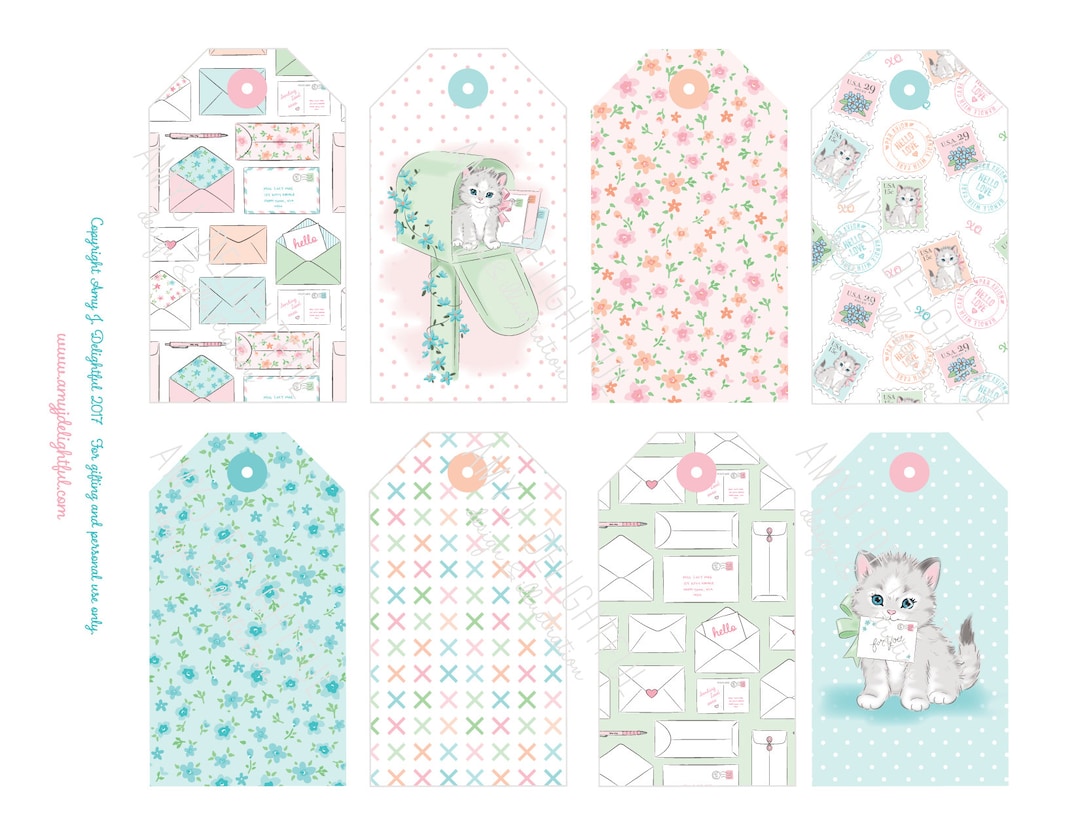 Printable KITTEN MAIL Tags -digital File Instant Download- Planner ...