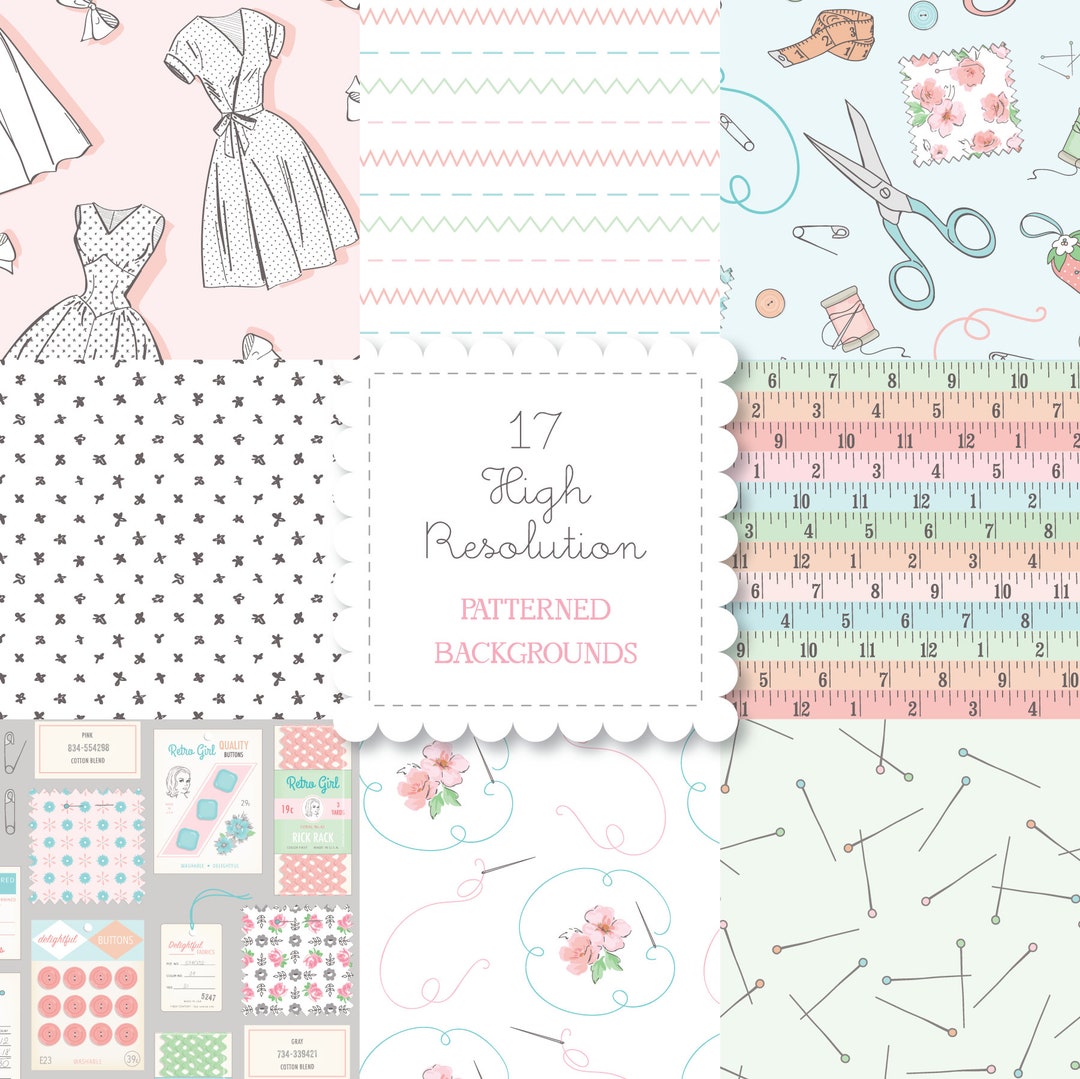 SEW FASHIONABLE Patterned Backgrounds Set-instant Download-digital ...