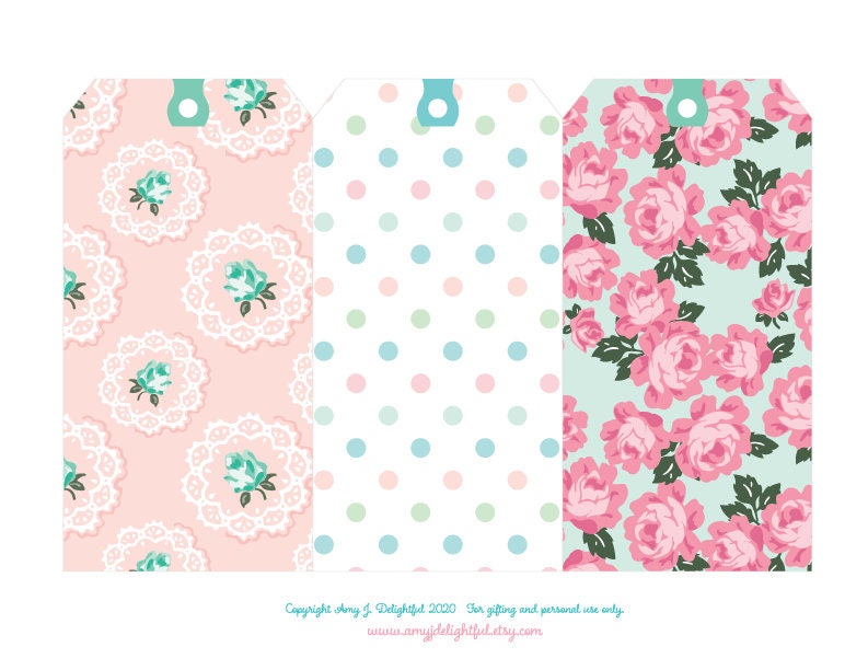 Printable Floral Tags large digital File Instant | Etsy