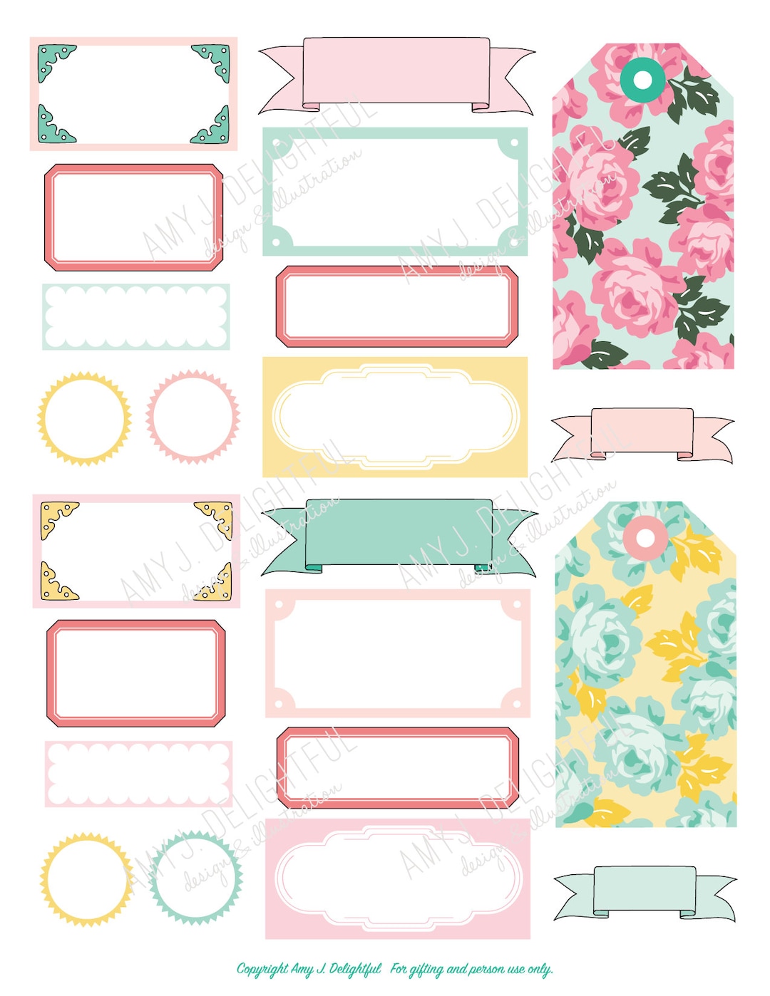 Printable Vintage Labels and Tags Stickers! -digital File Instant ...