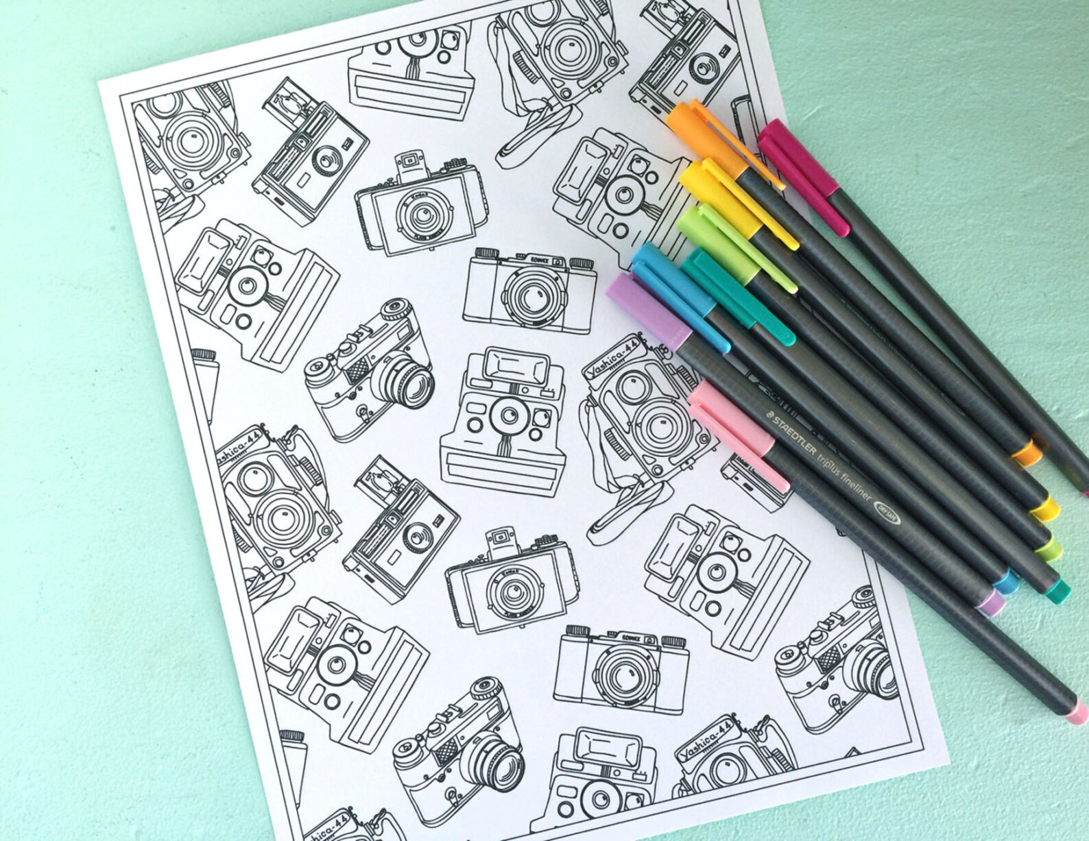 Printable VINTAGE CAMERAS Coloring Page Digital File Instant | Etsy