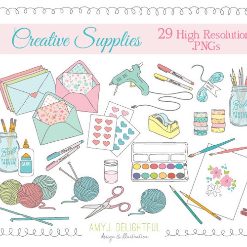 SCHOOL SUPPLIES Clip Art Set for Personal and Commercial Use - Etsy