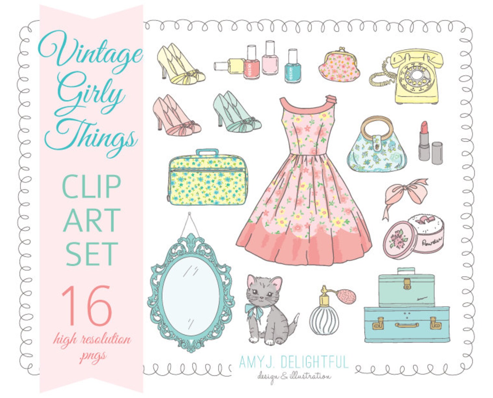 Vintage Girly Things! CLIP ART SET for Personal and Commercial Use ...