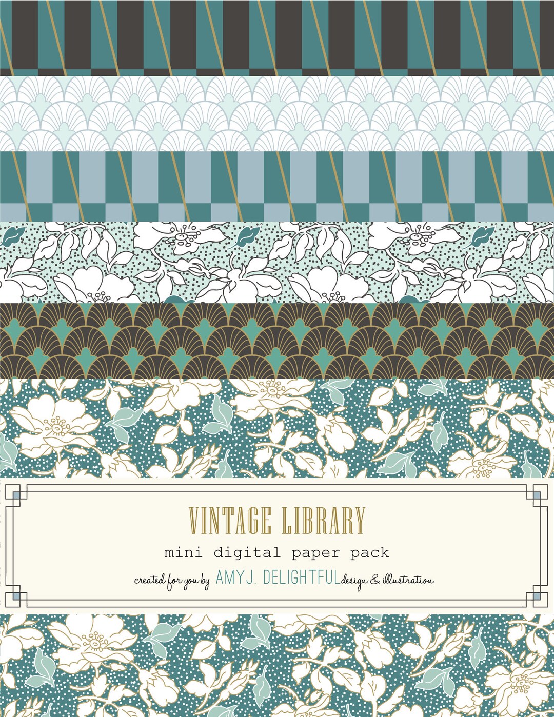 Vintage Library Mini Digital Paper Pack - Digital Papers, Vintage ...