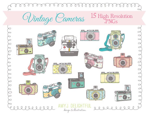 Vintage Cameras CLIP ART SET for Personal and Commercial Use | Etsy