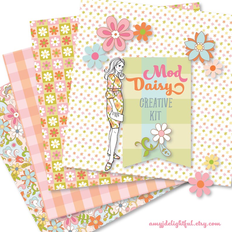 Printable Mod Daisy Creative Kitdigital File Instant - Etsy