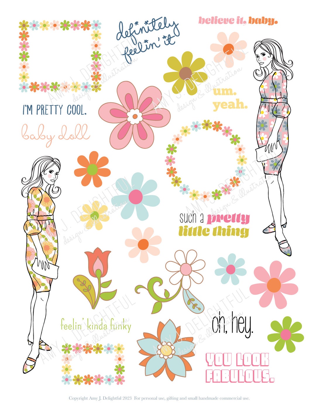 Printable Mod Daisy Die Cuts! - Digital File Instant Download- Hippie ...