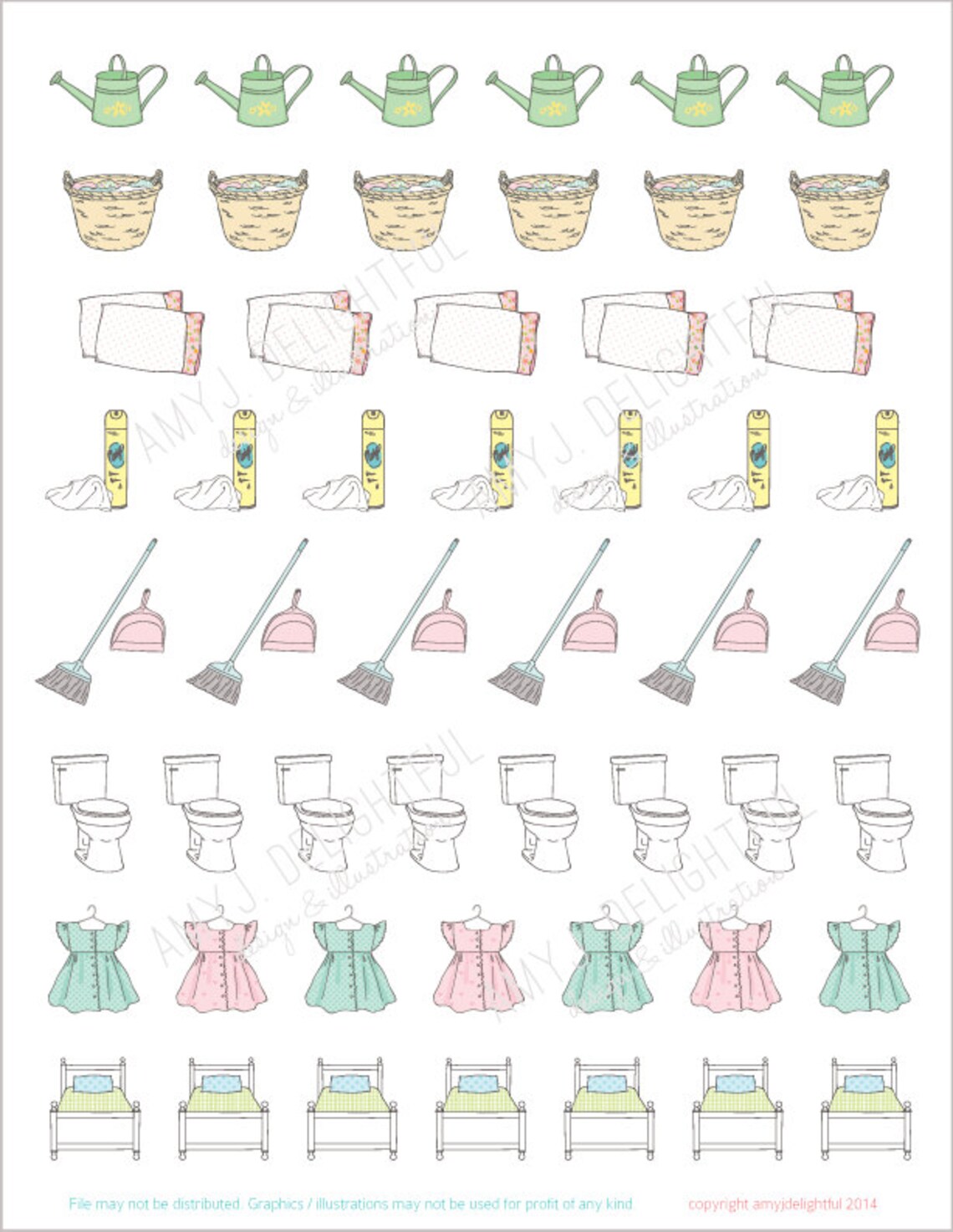 PRINTABLE House Keeping STICKERS Digital File Instant - Etsy