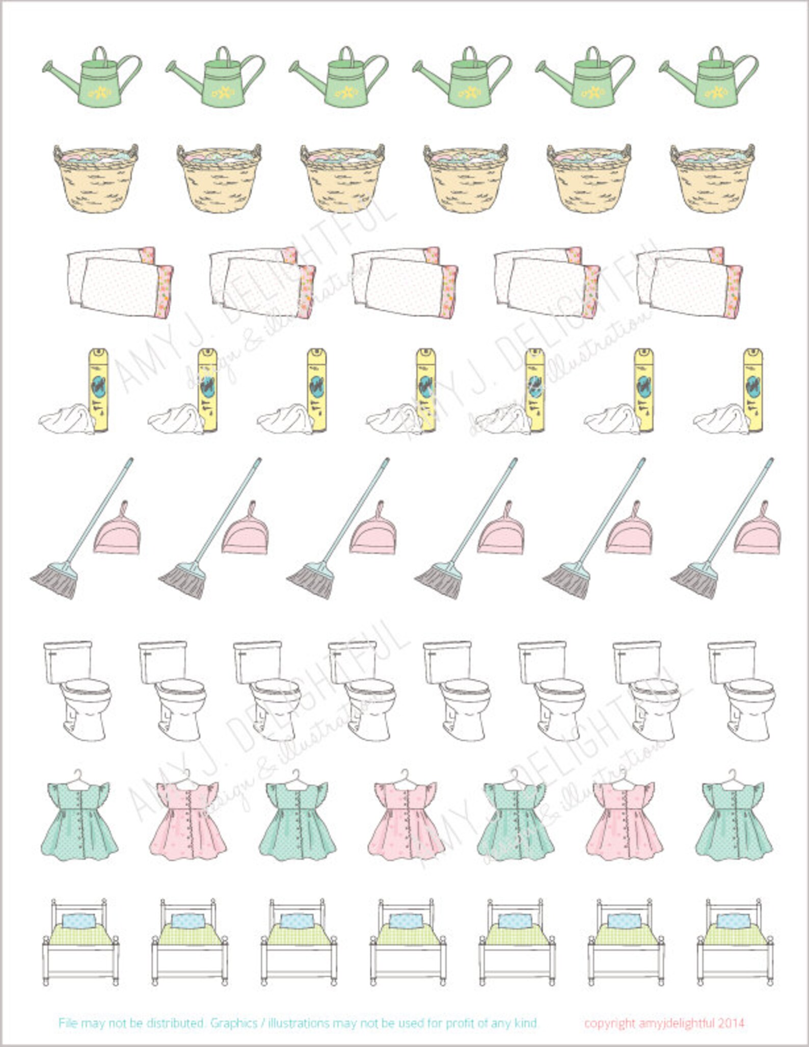 PRINTABLE House Keeping STICKERS Digital File Instant - Etsy