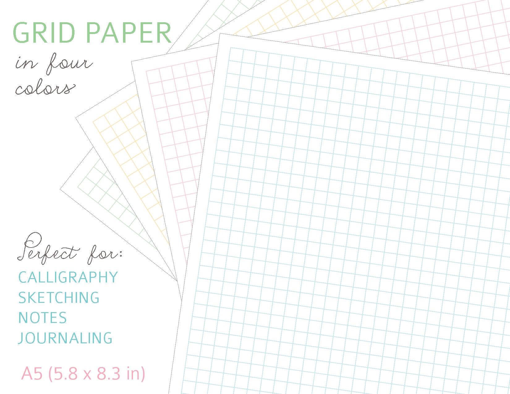 Printable A5 GRID PAPER Digital File Instant Download PDF | Etsy