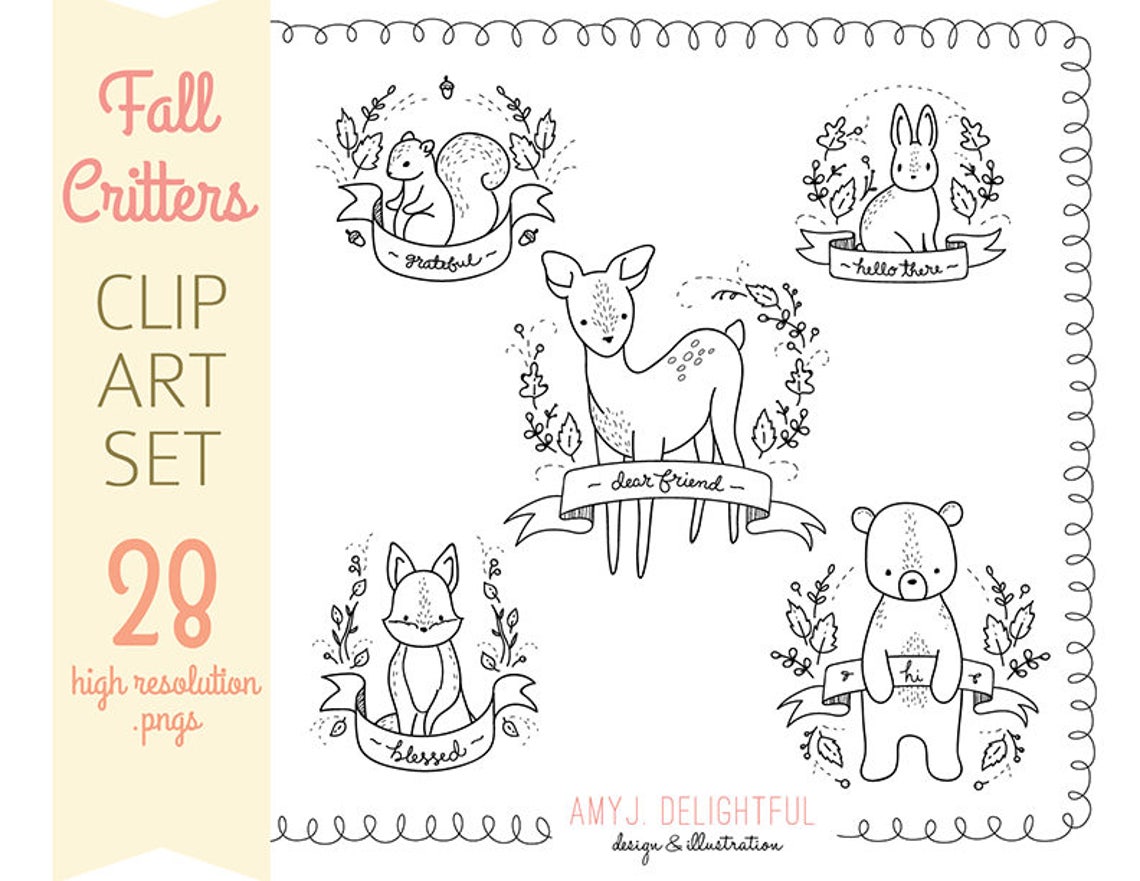 Fall Critters CLIP ART SET for Personal and Commercial Use | Etsy