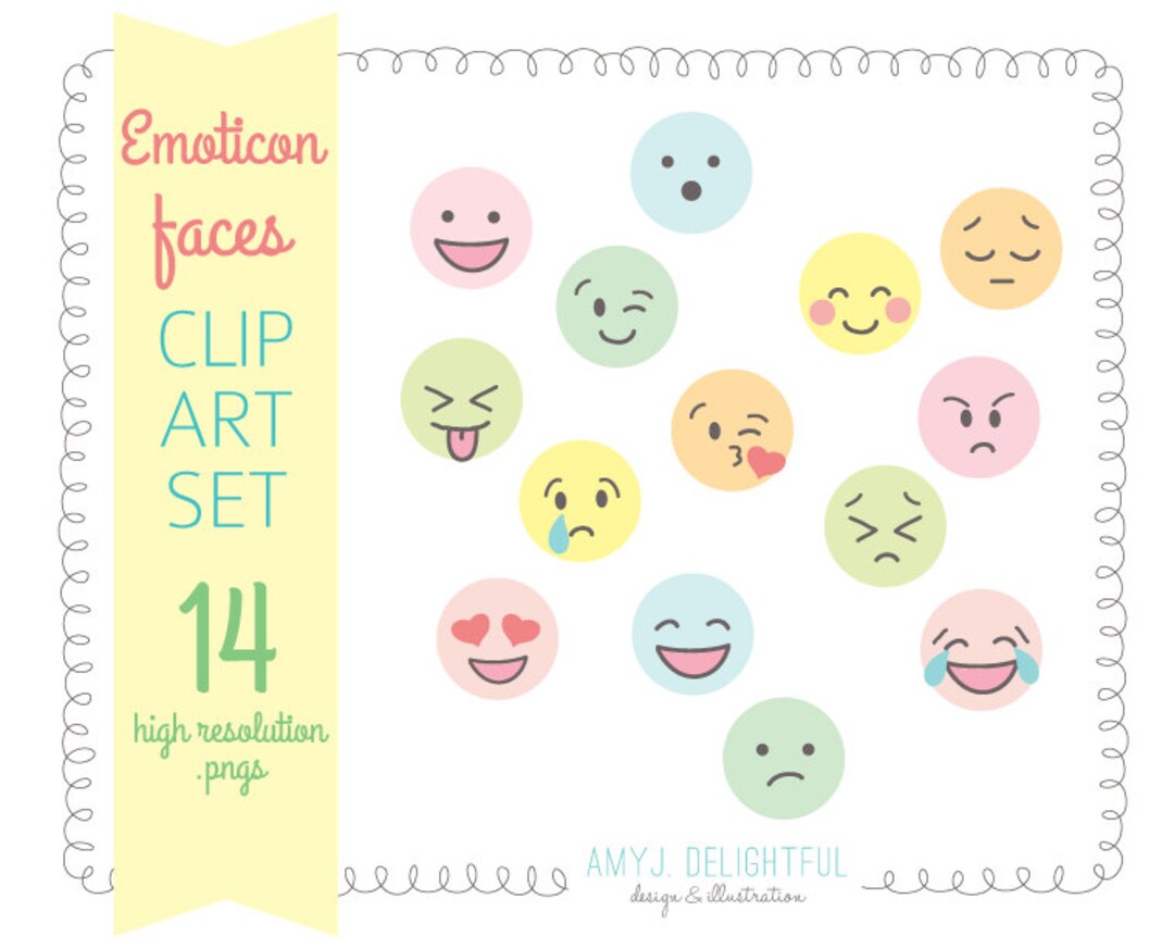 EMOTICON Faces Clip Art Set for Personal and Commercial Use- Social ...