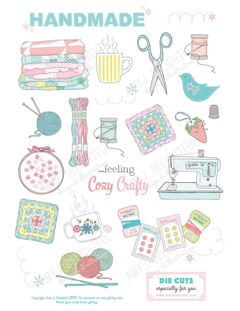Printable Cozy Crafty Cuts!-digital File Instant Download- Quilting ...