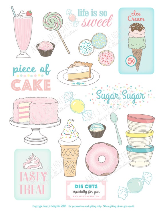 Printable Sweet Treats Die Cuts digital File Instant - Etsy