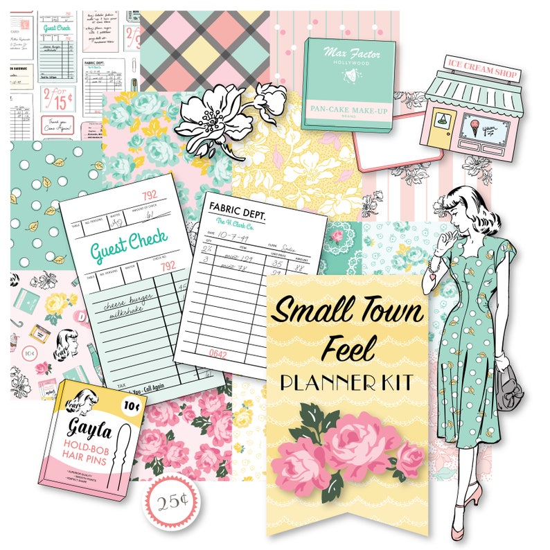 Printable Small Town Feel Planner Kitdigital File Instant | Etsy