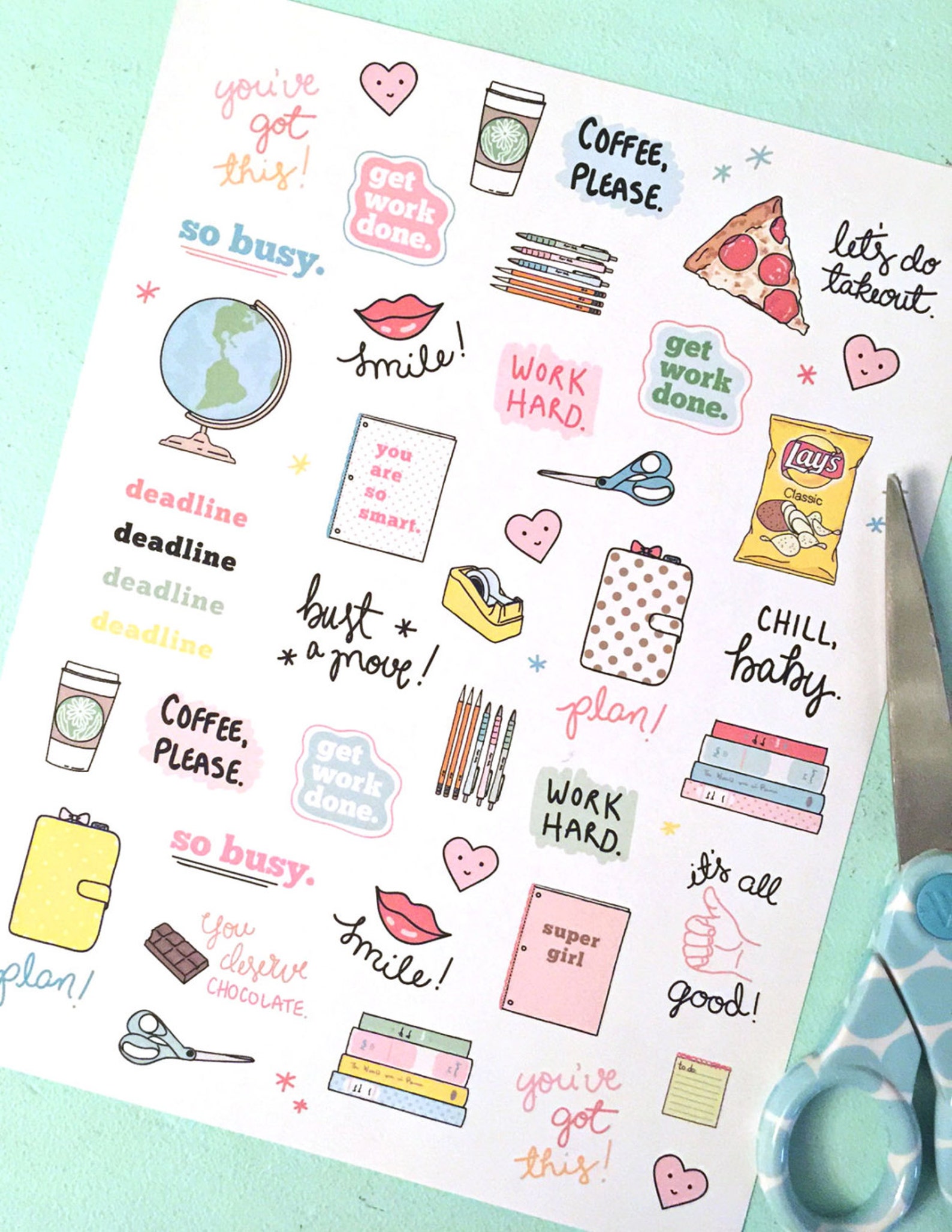Printable BUSY GIRL Stickers! - Digital File Instant Download- School ...