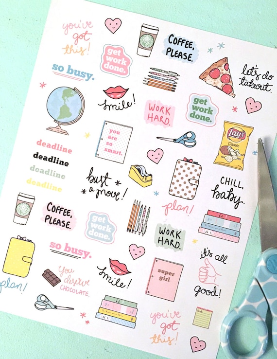 Printable BUSY GIRL stickers Digital File Instant Download | Etsy