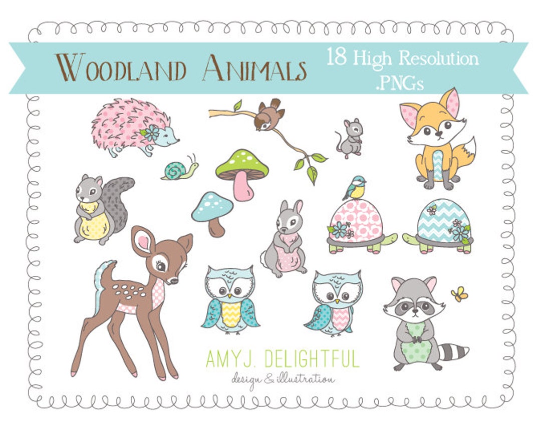 Whimsical Woodland Creatures CLIP ART SET for Personal and Commercial ...