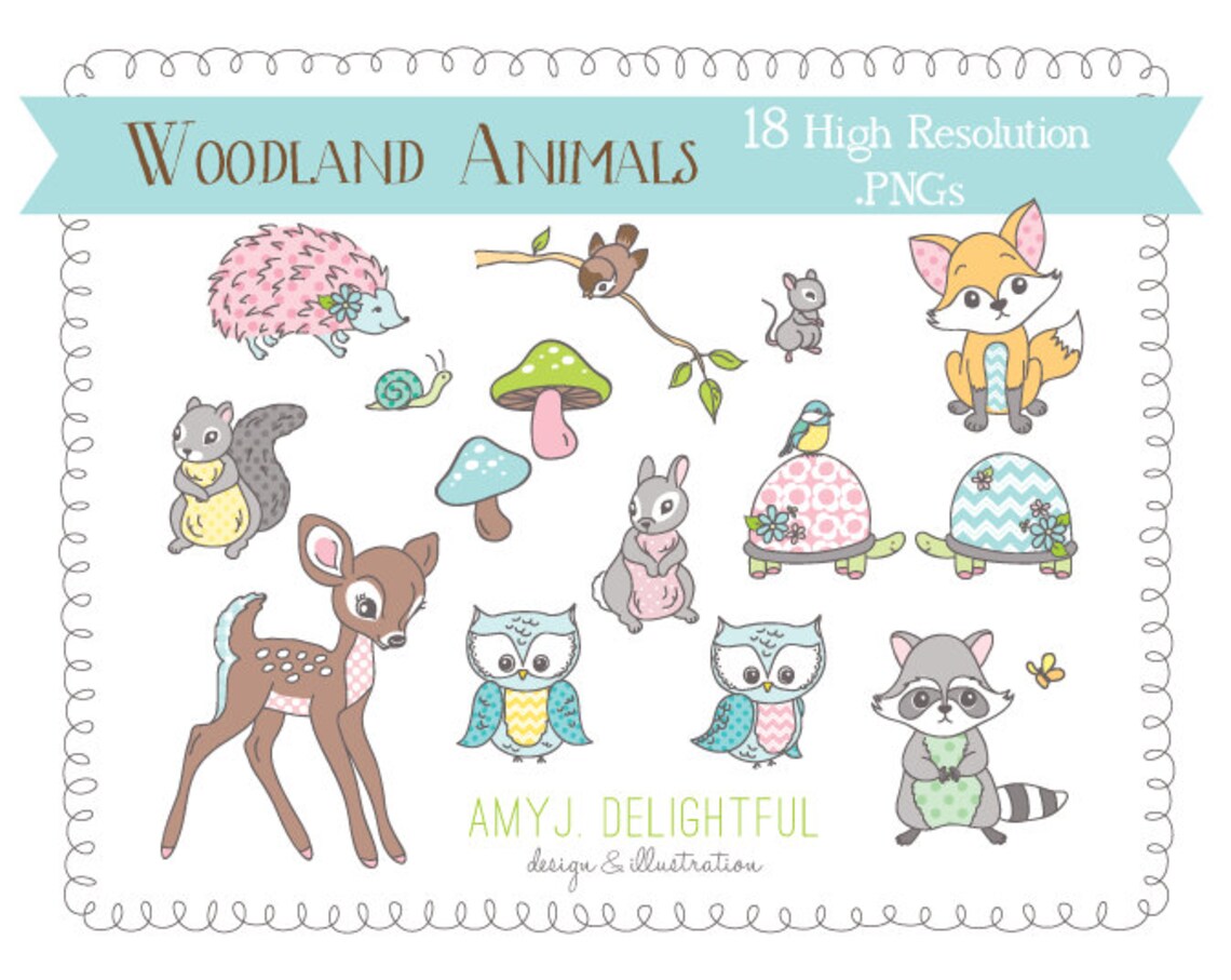 Whimsical Woodland Creatures CLIP ART SET for Personal and - Etsy