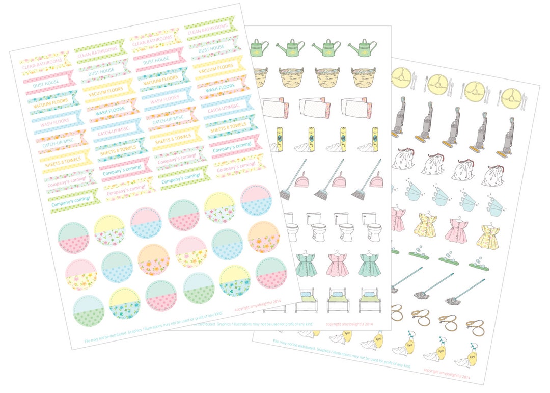 PRINTABLE House Keeping STICKERS - Digital File Instant Download ...