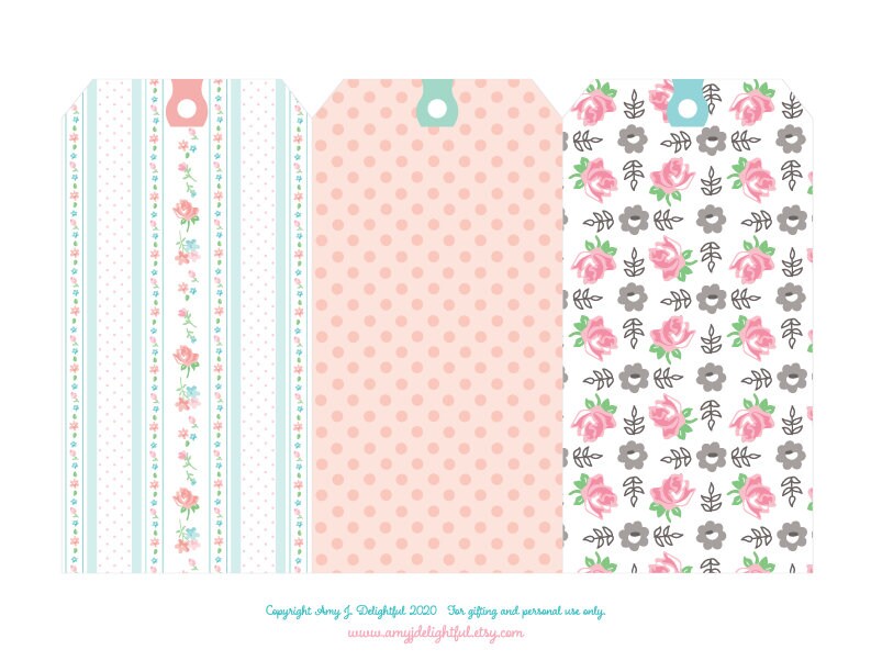 Printable Floral Tags large digital File Instant | Etsy