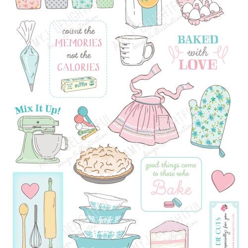 Printable Vintage BAKING Stickers Digital File Instant - Etsy