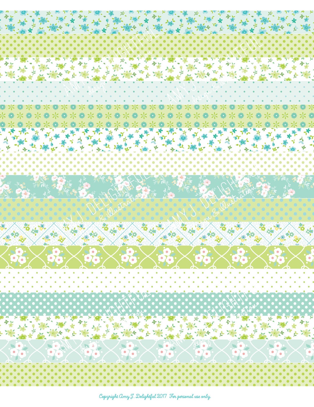 Printable WASHI TAPE Stickers!-digital File Instant Download-turquoise ...