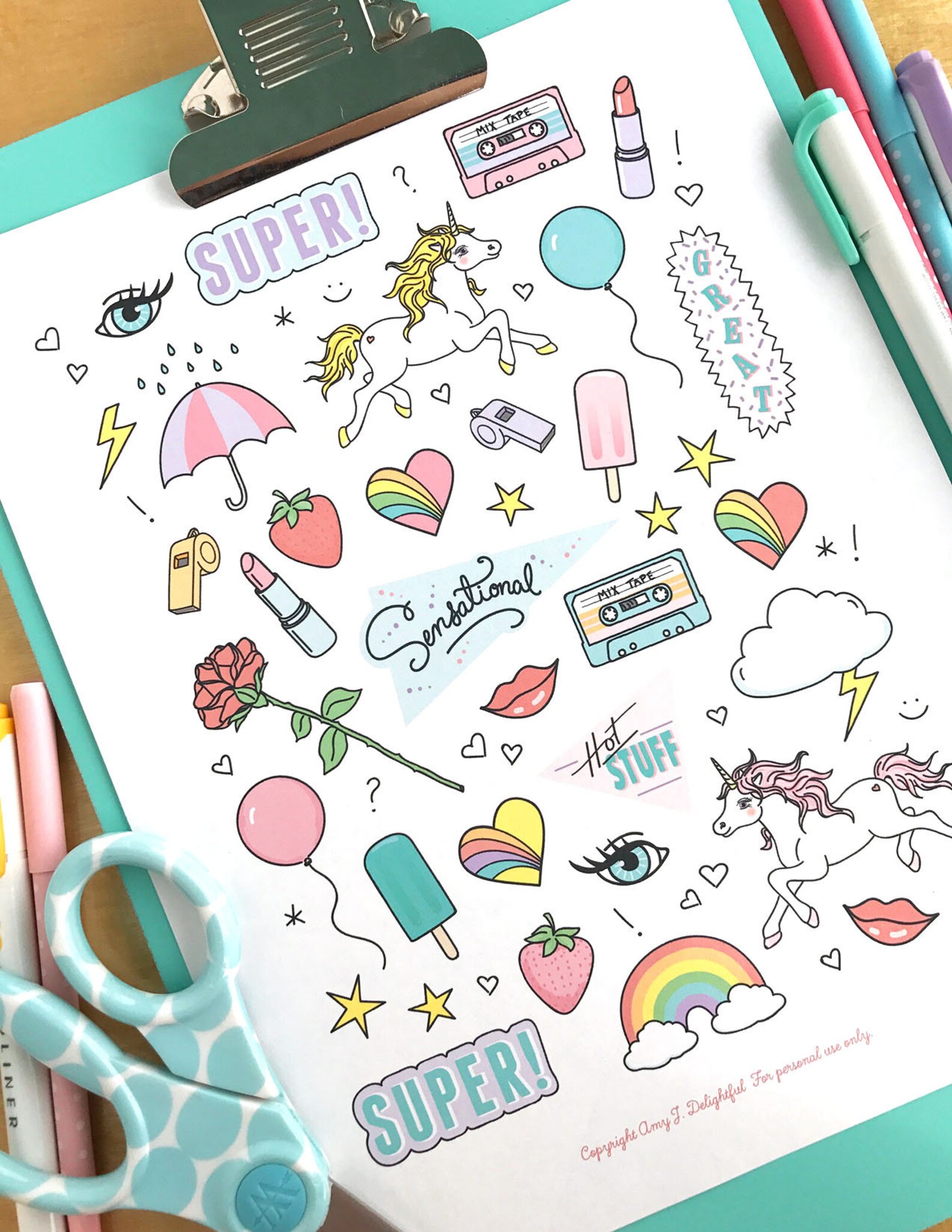 Printable 80s STICKER MIX digital File Instant | Etsy