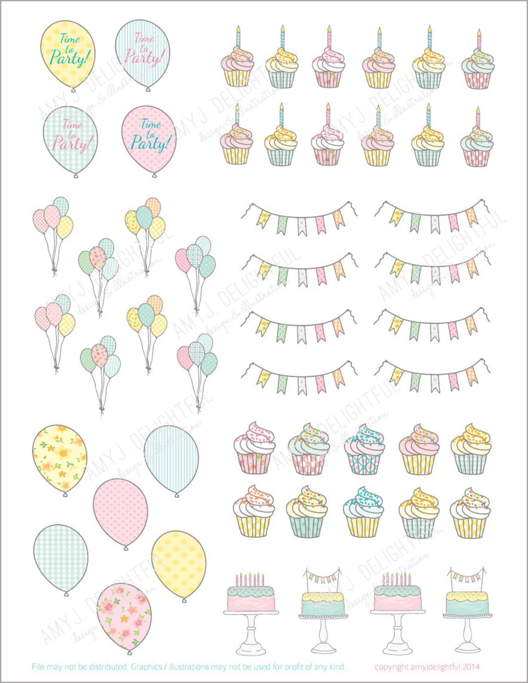 PRINTABLE Celebration STICKERS - Digital File Instant Download ...