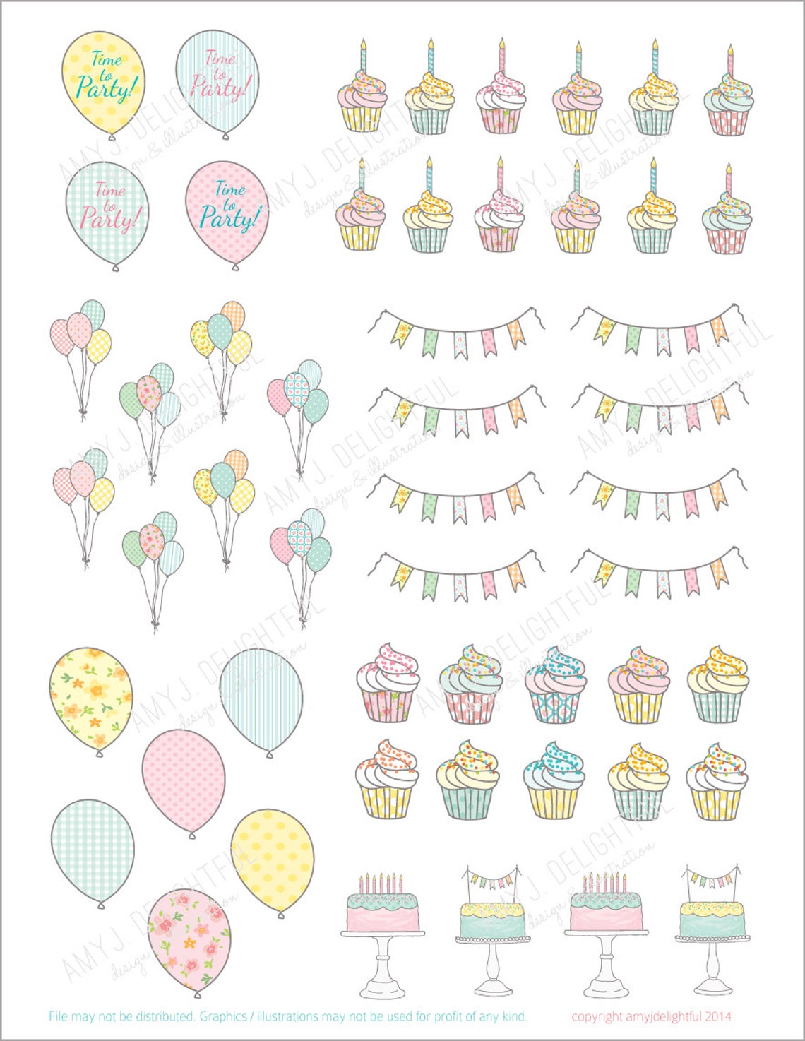 PRINTABLE Celebration STICKERS - Digital File Instant Download ...
