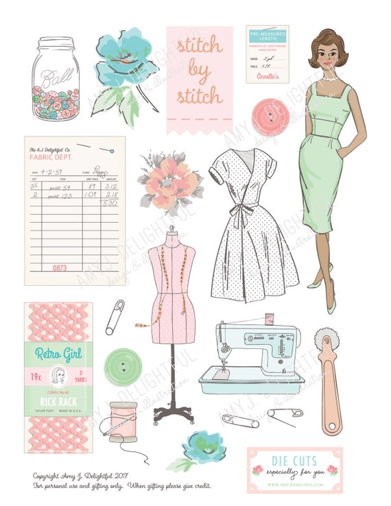 Printable SEW FASHIONABLE die cuts 2 Women of Color Instant | Etsy