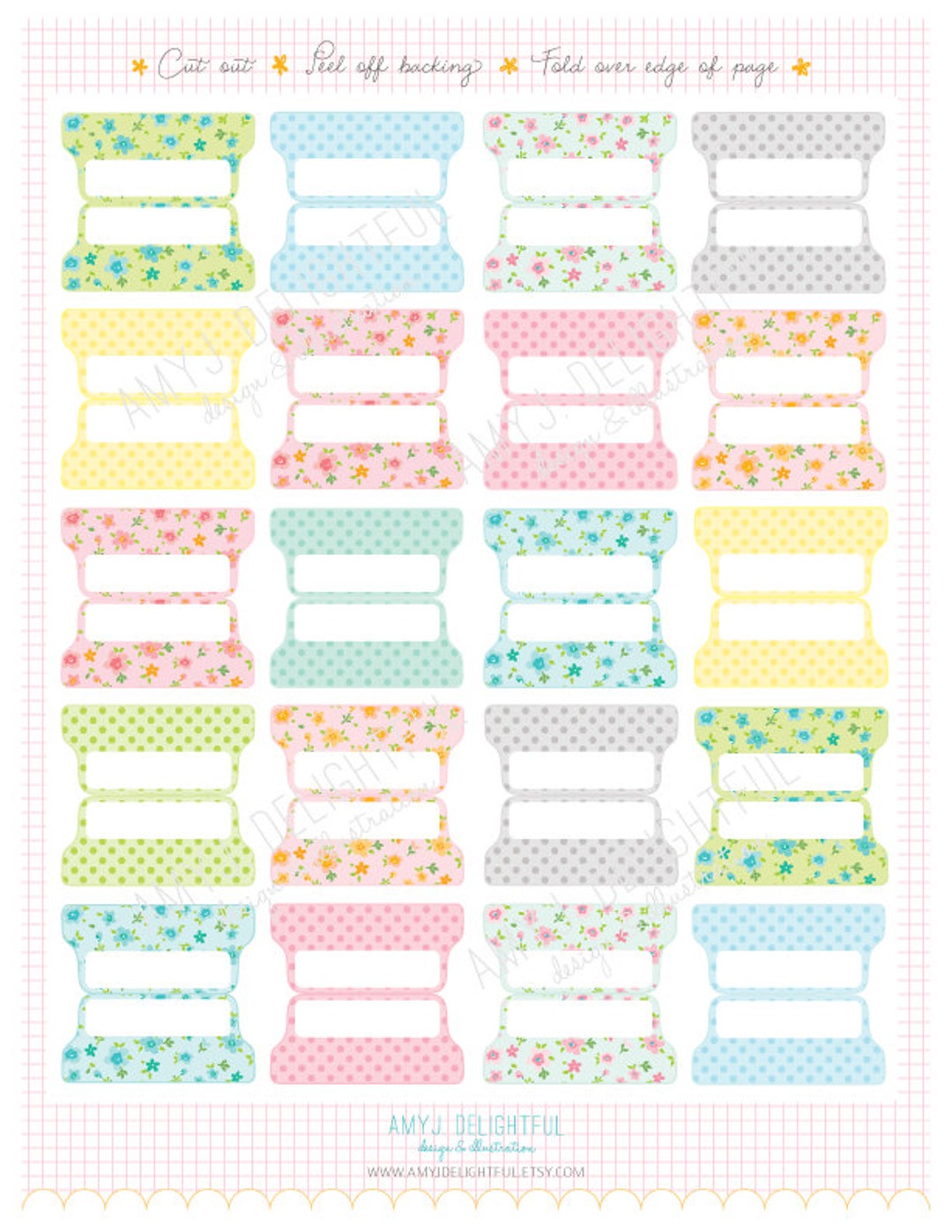 SMALL SIZE Printable Blank Planner File TABS - Digital File Instant ...