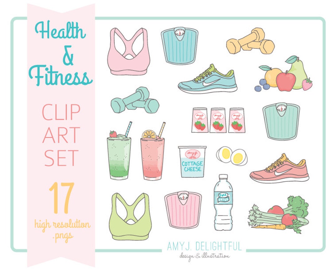 HEALTH & FITNESS Clip Art Set for Personal and Commercial Use- Workout ...